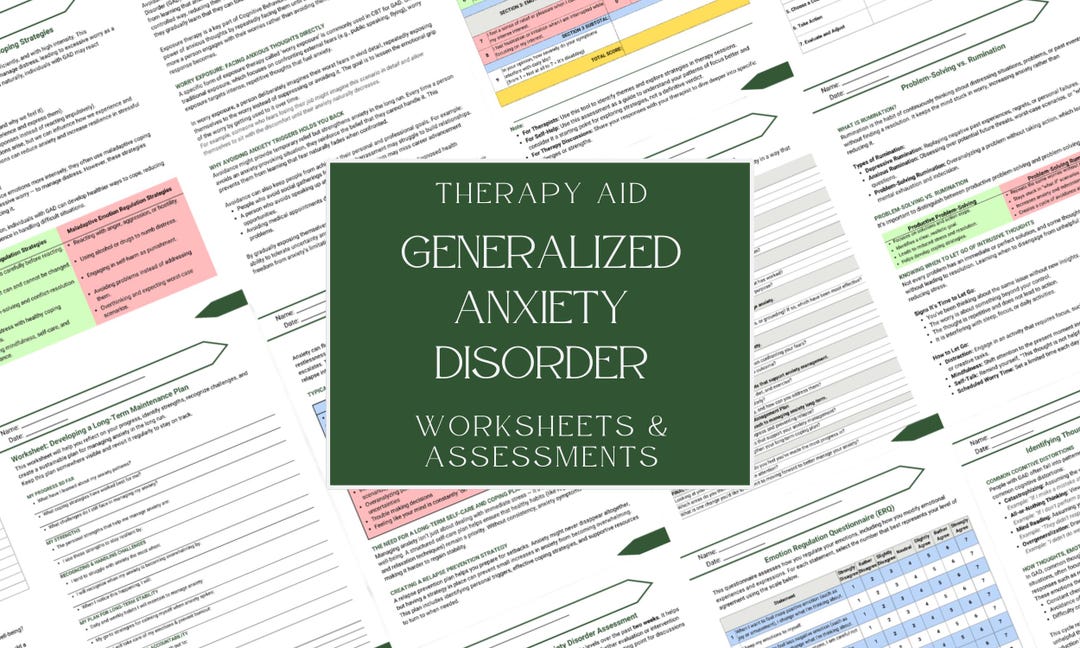 Generalized Anxiety Disorder Therapy Aid • Worksheets, Assessments ...