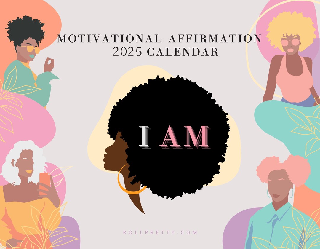 2025 Motivational Affirmation Calendar Planner- Positive Female ...