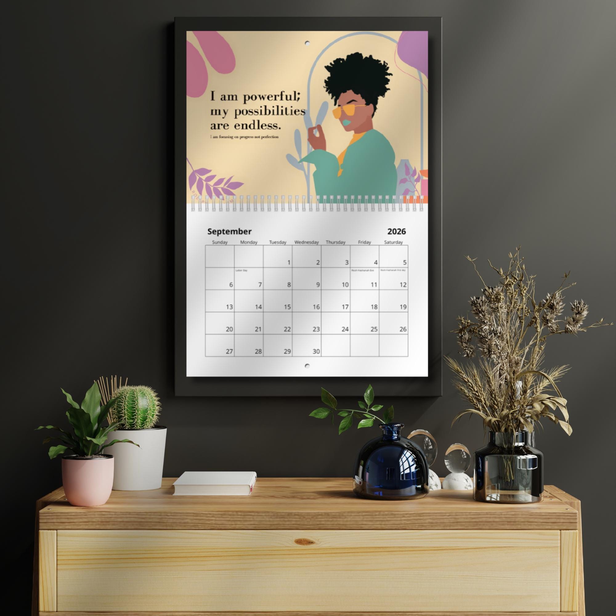 2026 Motivational Affirmation Calendar Planner- Positive Female ...