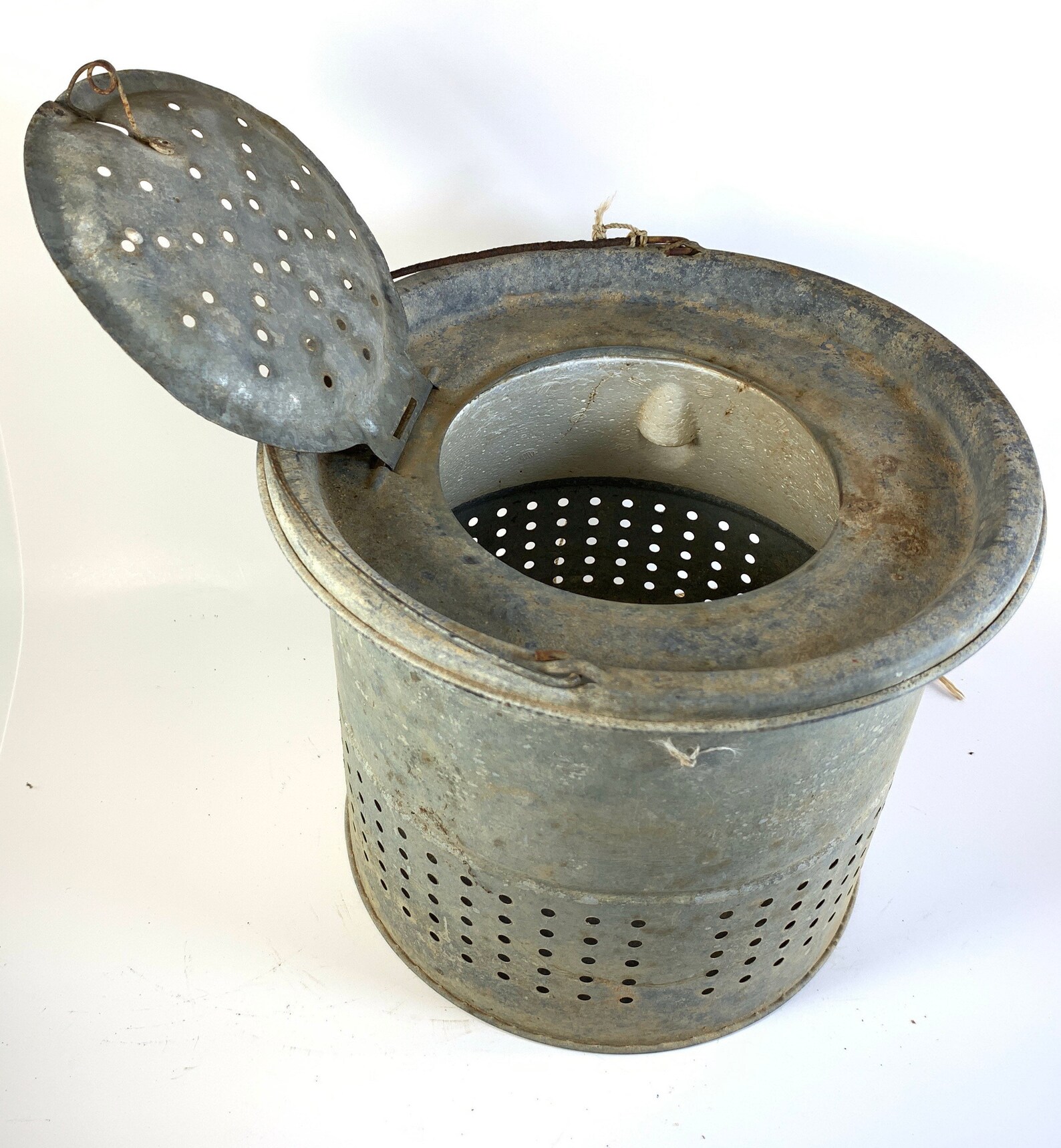 Vintage Antique Metal Fishing Bait Bucket - Etsy