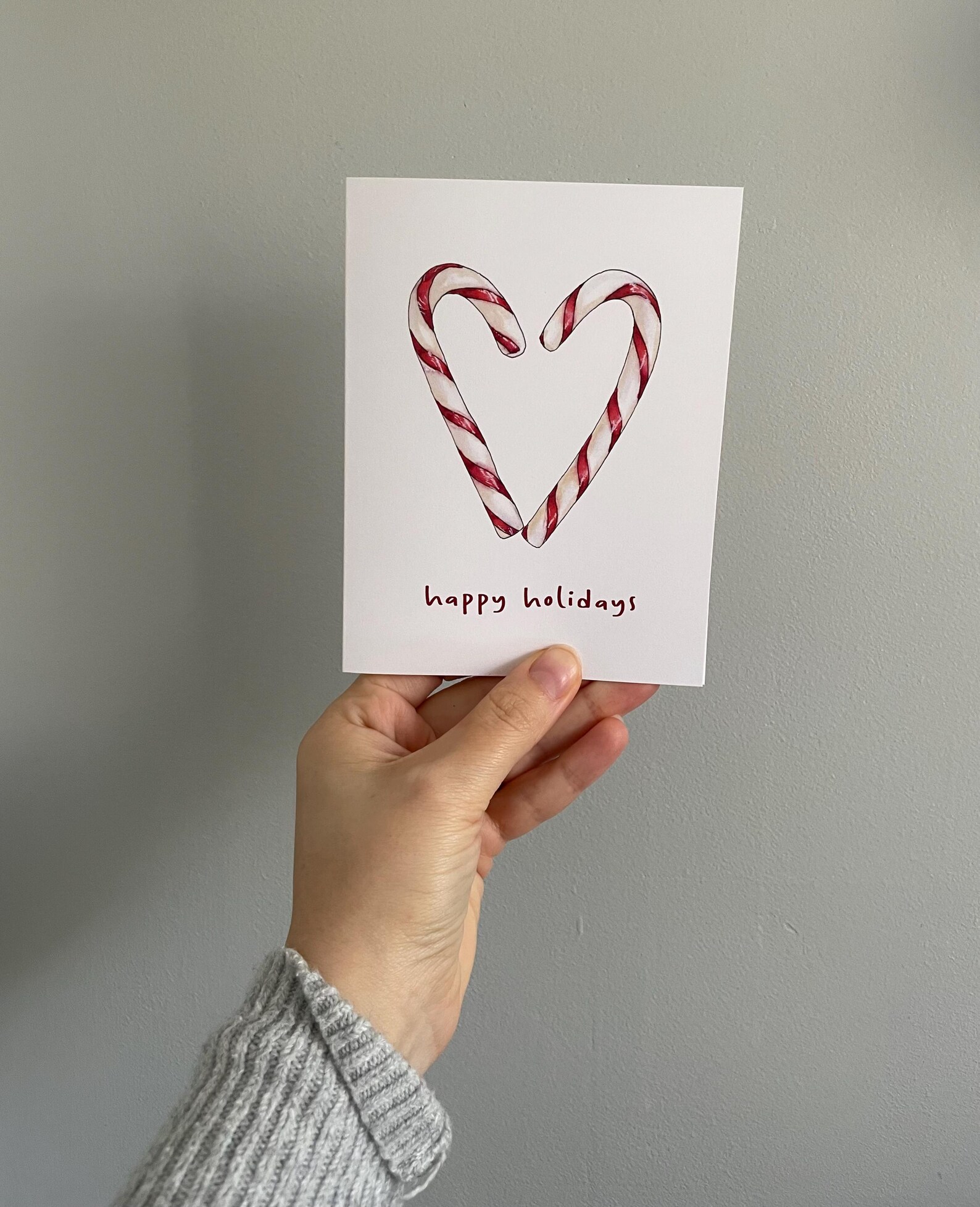 Candy Cane Heart Greeting Card | 4.25" X 5.5" Happy Holidays Card ...