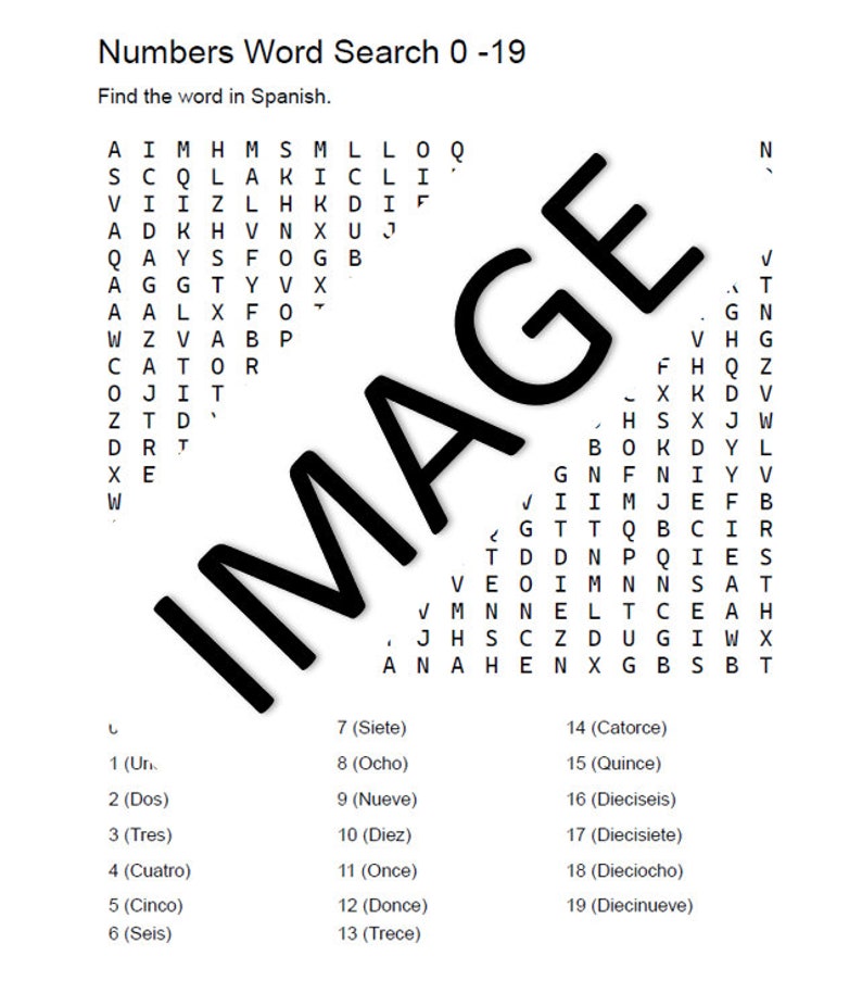 Spanish Numbers 0–19 Word Search/scramble - Etsy