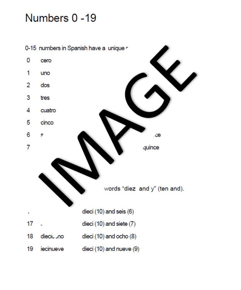 Spanish Numbers 0–19 Word Search/scramble - Etsy