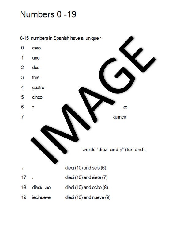 Spanish Numbers 0–19 Word Search/scramble - Etsy