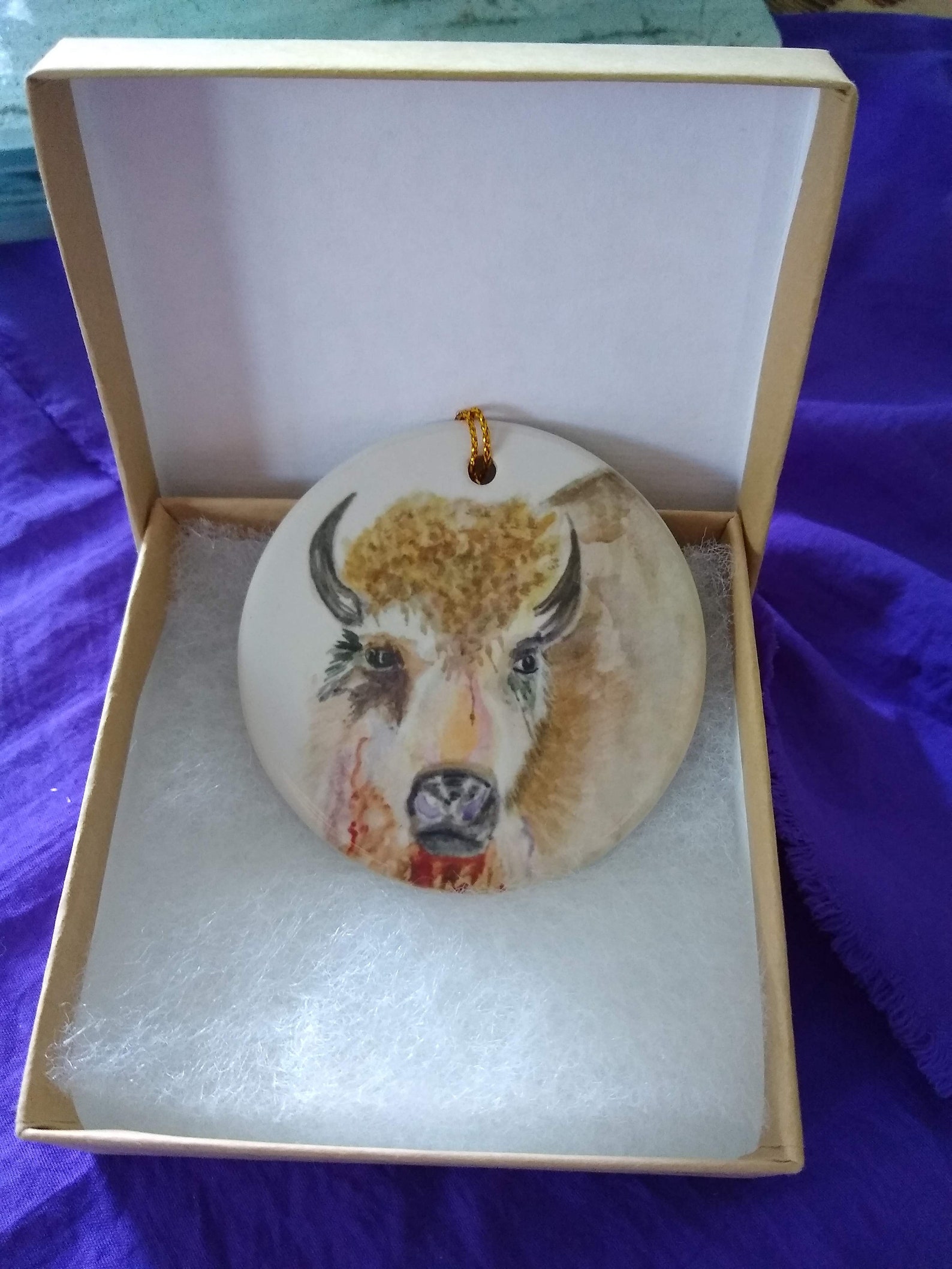 Buffalo Ceramic Ornament Original Water Color - Etsy