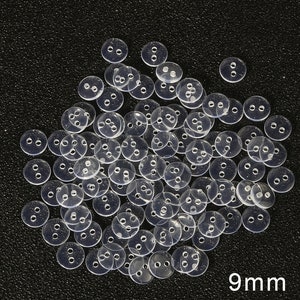 9 SIZES Clear Transparent Two Hole Buttons, Round Plastic Buttons ...