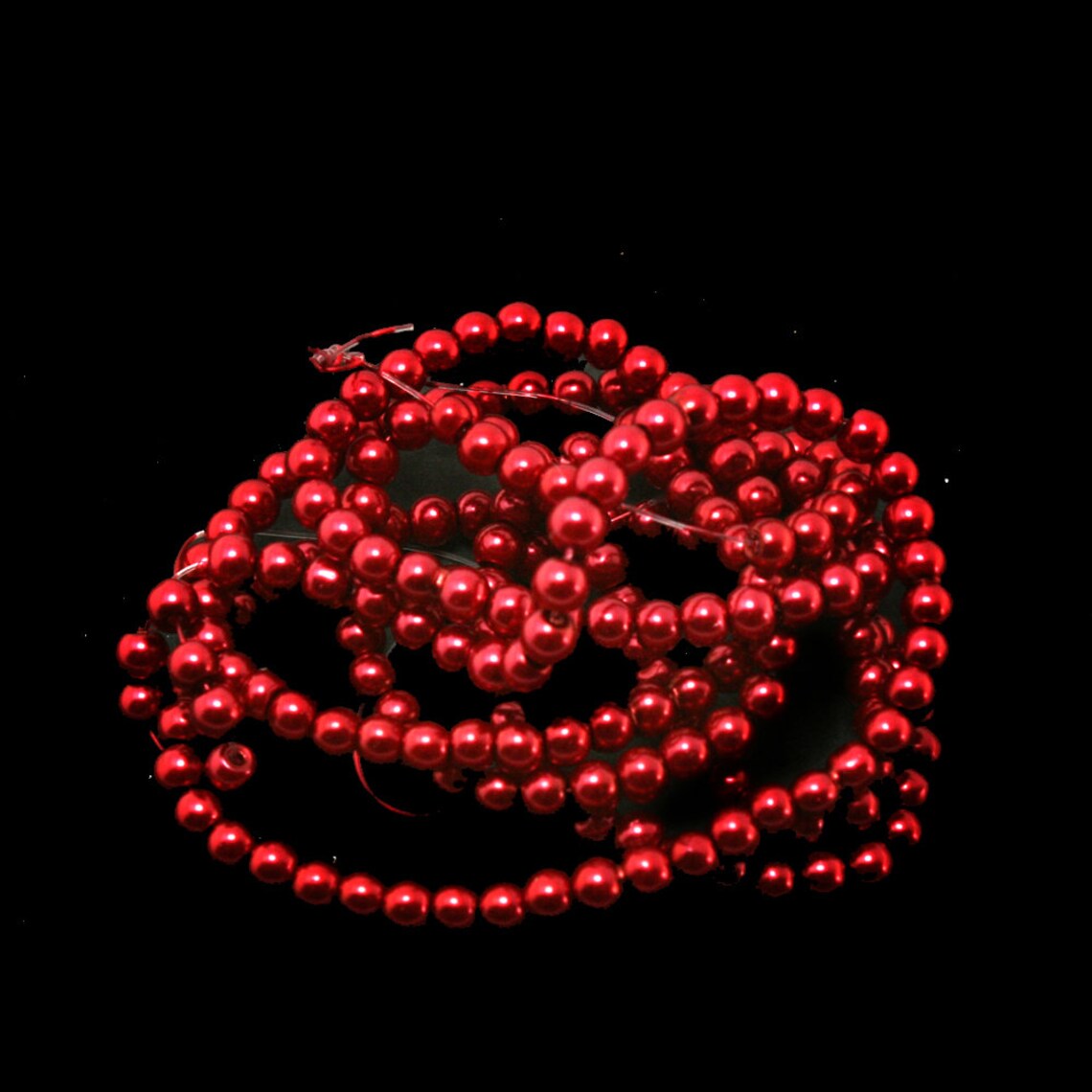 Red Glass Pearl Crystal Beads - Red Pearl Beads - Red Crystal Beads ...