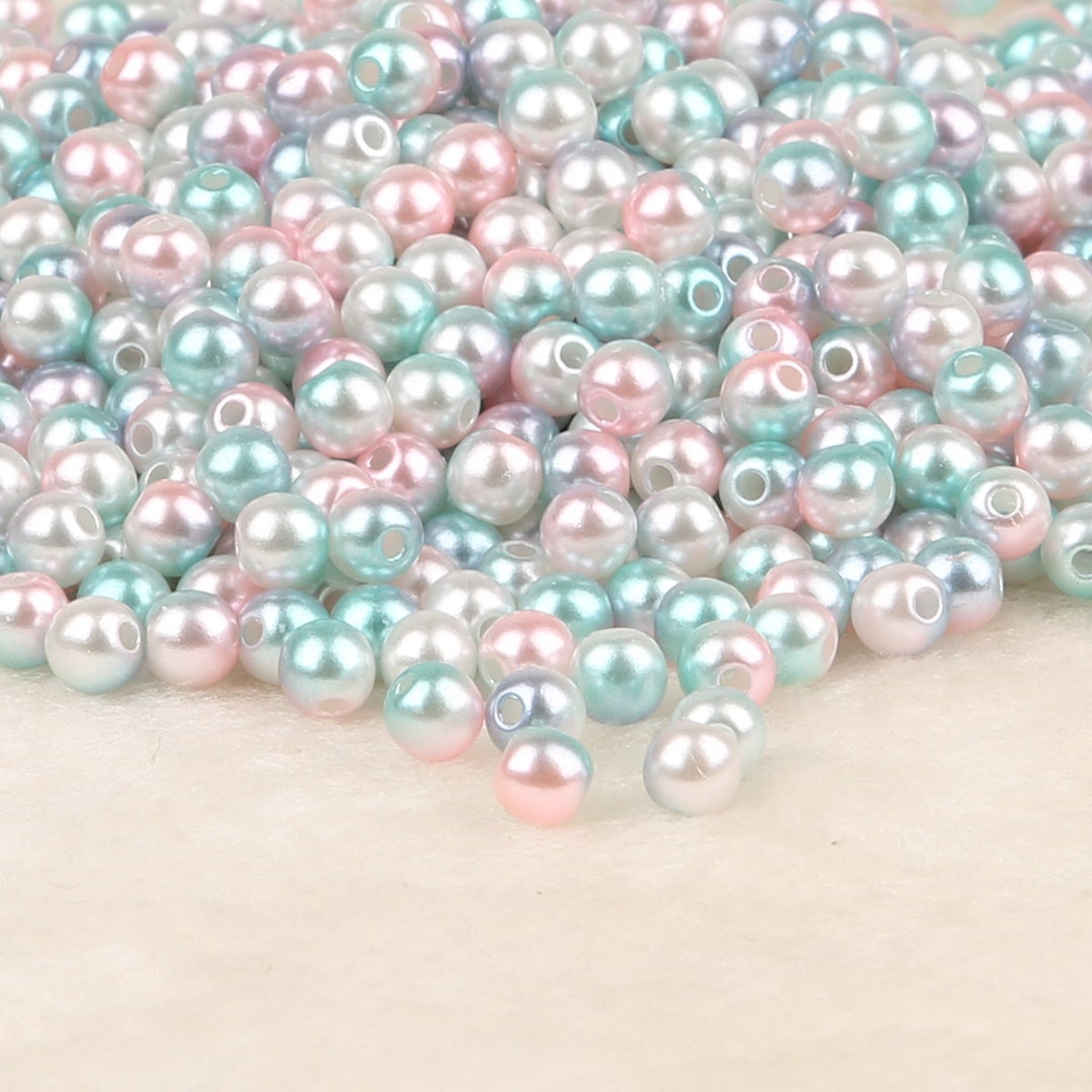 White Green Pink ABS Pearls - Resin Gradient Pearl - Blended Colorful ...