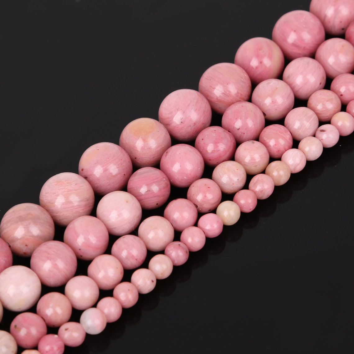 Pink Rhodonite Round Beads Natural Red Semi-precious Stone - Etsy