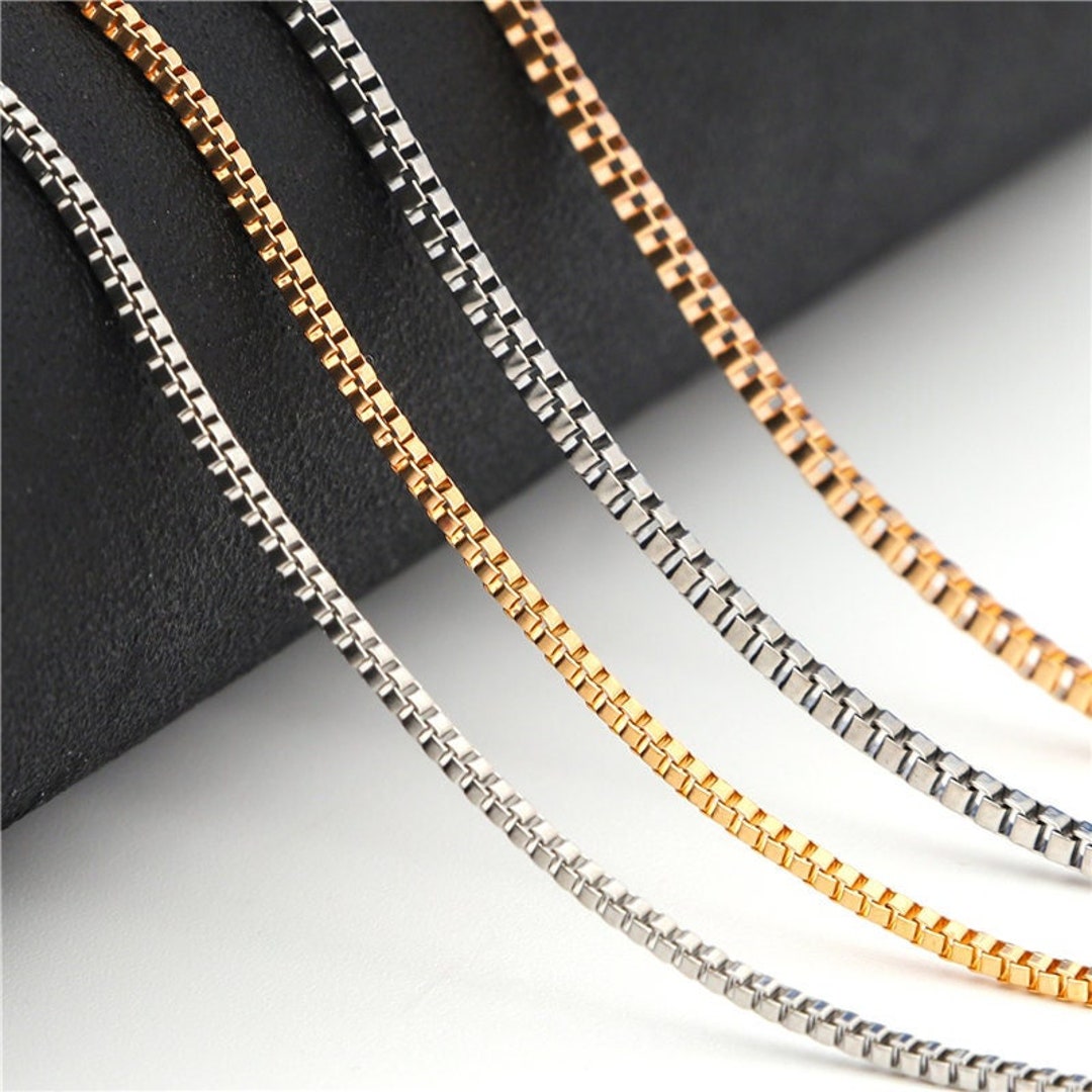 1.5mm 2mm 2.5mm Box Link Chain in Gold and Silver - Box Chain - Box ...