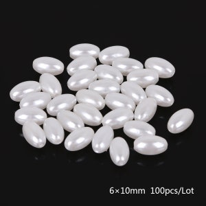 4 SIZES White Oval Pearl Beads, Ivory Oval Pearl Beads, Faux Pearl Oval ...