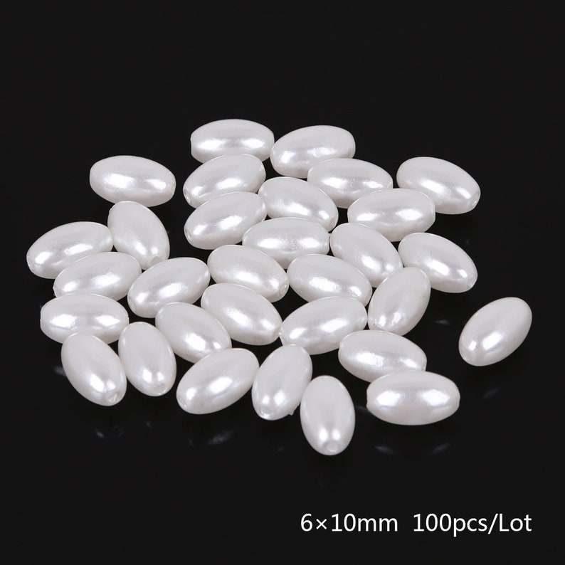 4 SIZES White Oval Pearl Beads, Ivory Oval Pearl Beads, Faux Pearl Oval ...