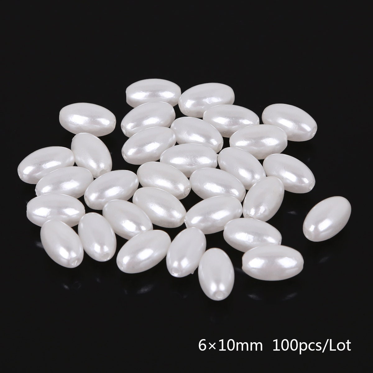 4 SIZES White Oval Pearl Beads, Ivory Oval Pearl Beads, Faux Pearl Oval ...