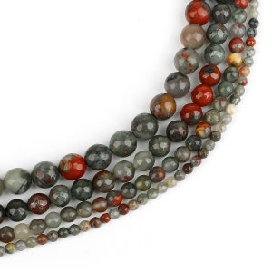 African Faceted Blood Stone Quartz Stone Natural Beads, 15"/str 4mm 6mm ...