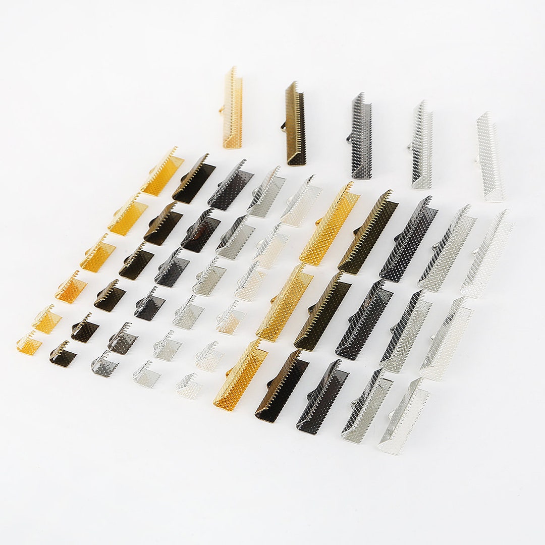 50pcs 6mm-40mm Ribbon Clip Clamp Cord Crimp - End Cap Tip Pinch ...