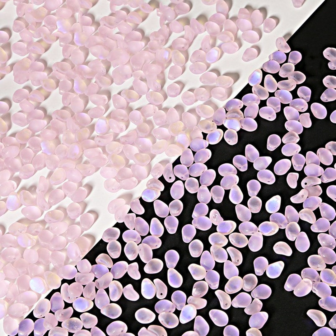 50 Pcs Matte Pink Crystal Glass Chip Beads - Glass Pebble Beads - 6x8mm ...