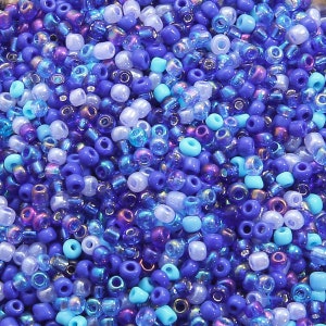 8/0 Mixed Blue Seed Beads 3mm - Multi Tone Seed Beads - Mixed Seed ...