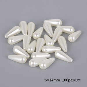 3 SIZES White Teardrop Pearl Beads, Ivory Teardrop Beads, Faux Pearl ...