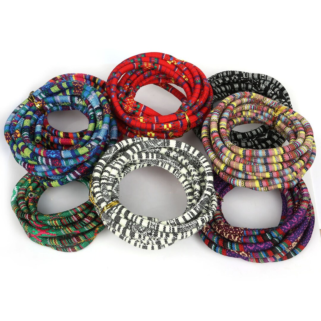 African Fabric Ethnic Rope Cord - Tribal Rope Cord - Black White Pink ...