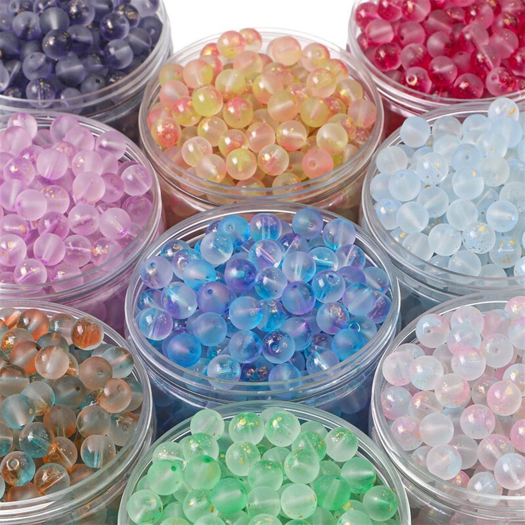 8mm 10mm Glass Matte Two Tone Bubblegum Beads With Gold Flakes - Two ...