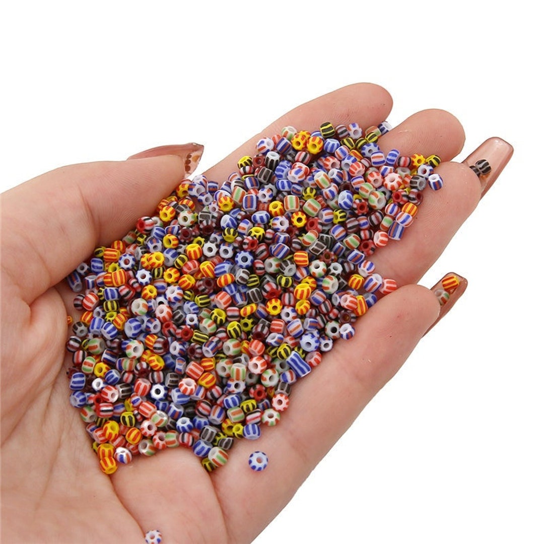 3mm Striped Glass Beads in 10 Colors - 1mm Hole Size - 650 Pieces ...