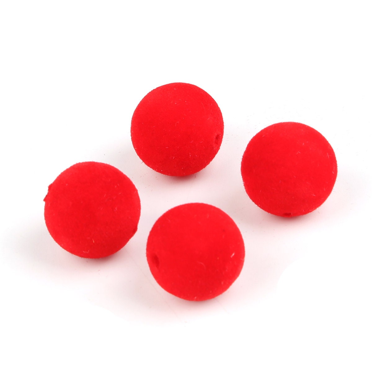 8/10/12/16 Mm Red Acrylic Round Ball Flocked Velvet Beads - Etsy