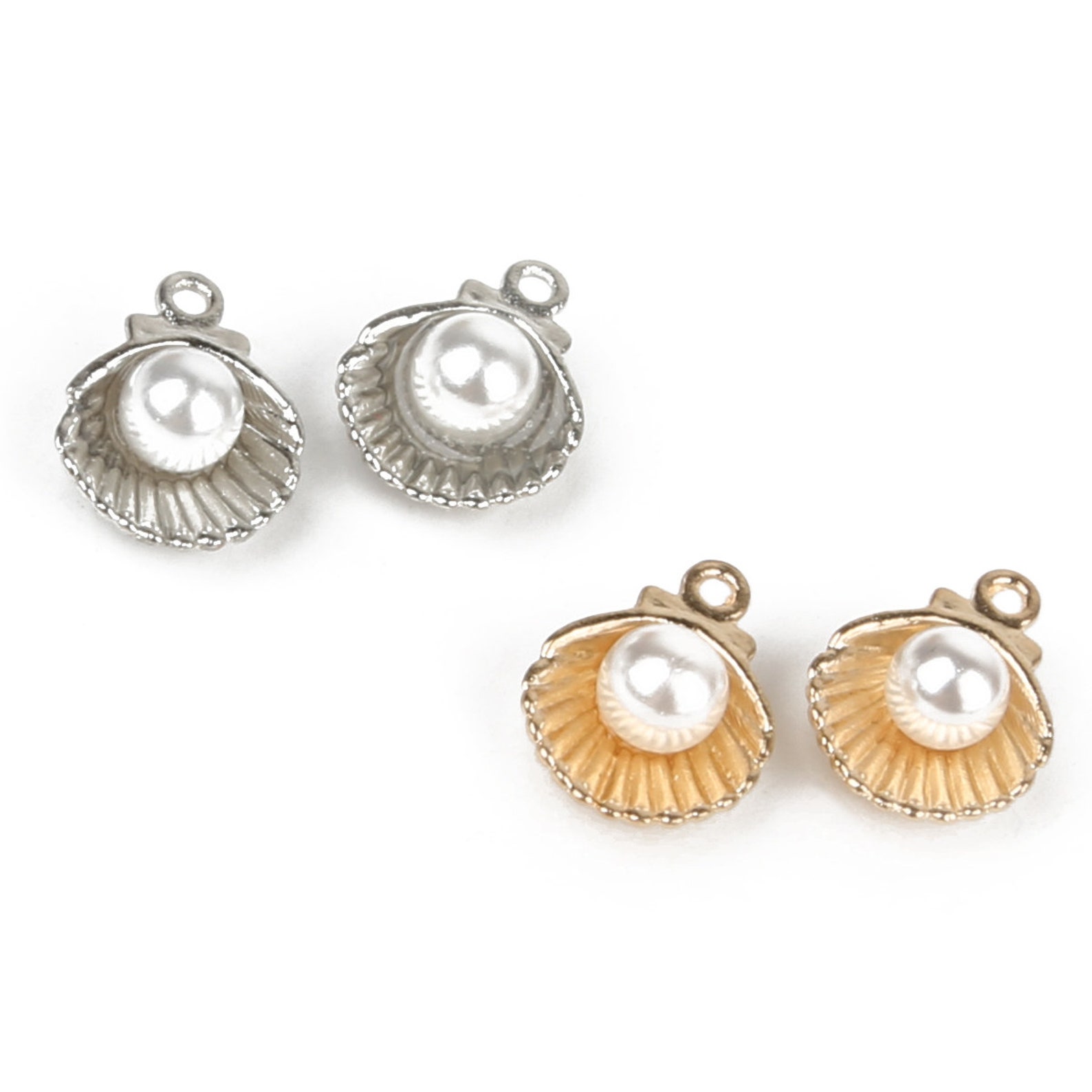 10pcs Shell Pearl Charms, Shell Charms, Shell Pearl Earring, Gold Shell ...