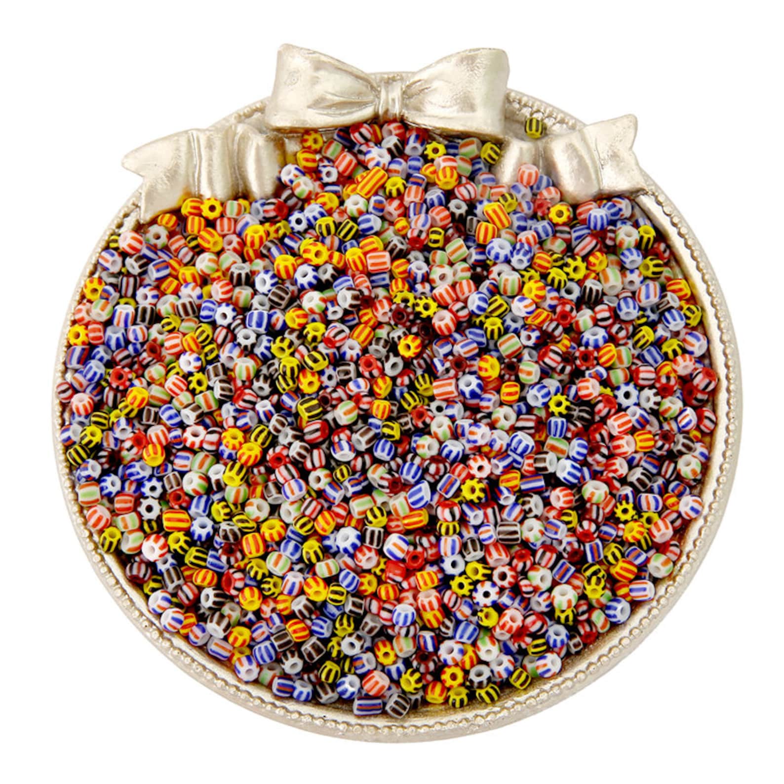 3mm Striped Glass Beads In 10 Colors 1mm Hole Size 650 Etsy