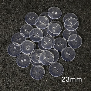 9 SIZES Clear Transparent Two Hole Buttons, Round Plastic Buttons ...