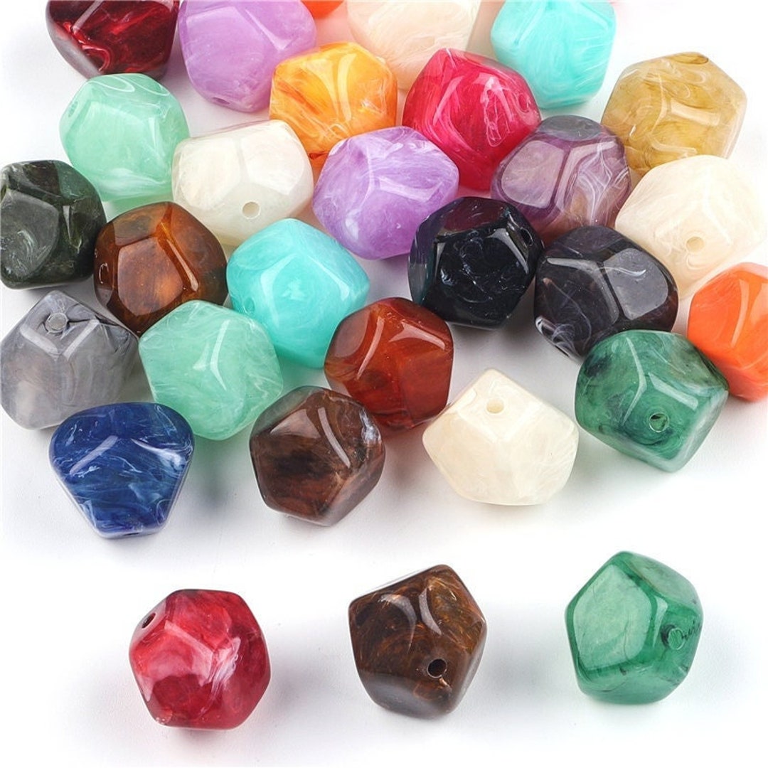 Mixed Color Irregular Shape Bead 22mm - 2mm Hole - Acrylic Faceted ...