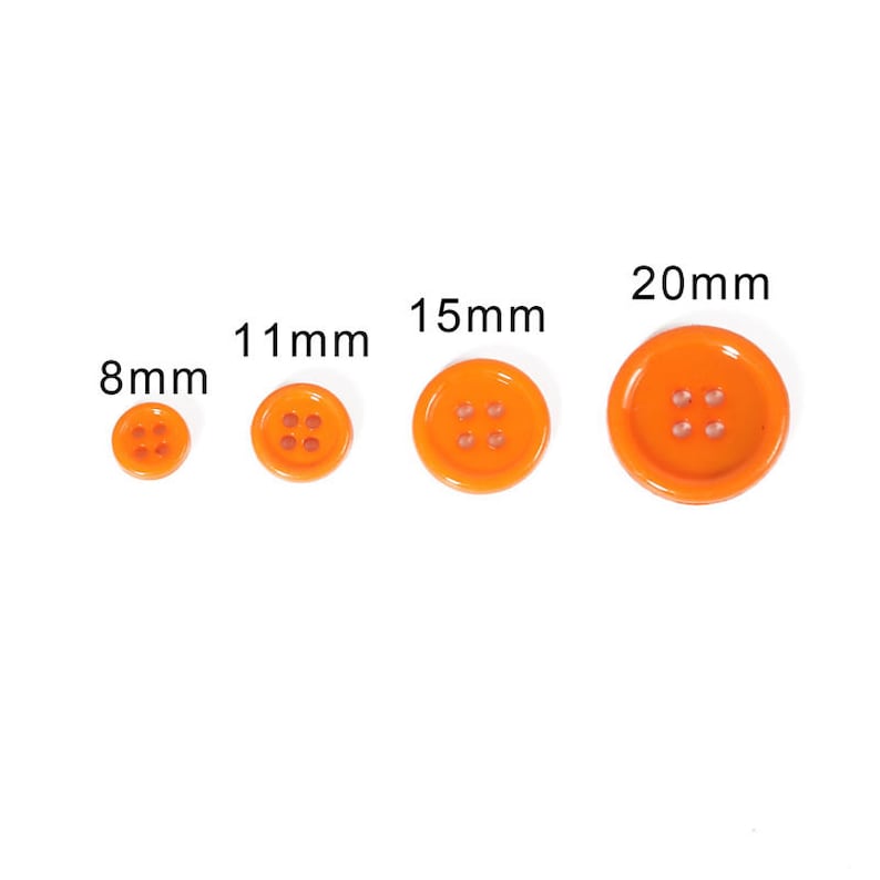 4 SIZES Orange Plastic Round Buttons 8mm 11mm 15mm 20mm - Etsy