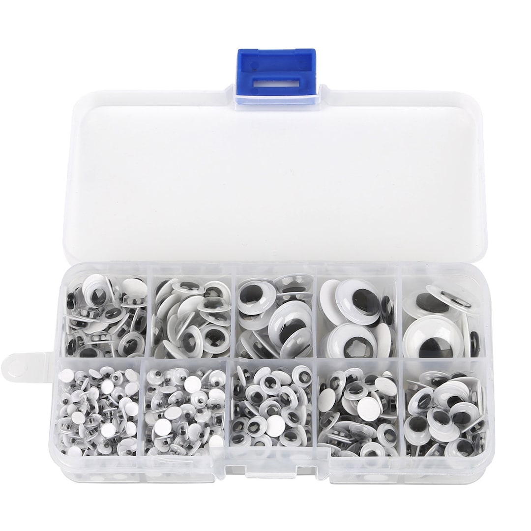 600pcs MIX SIZE Googly Wiggly Eyes Box Set - Assorted Flatback Plastic ...