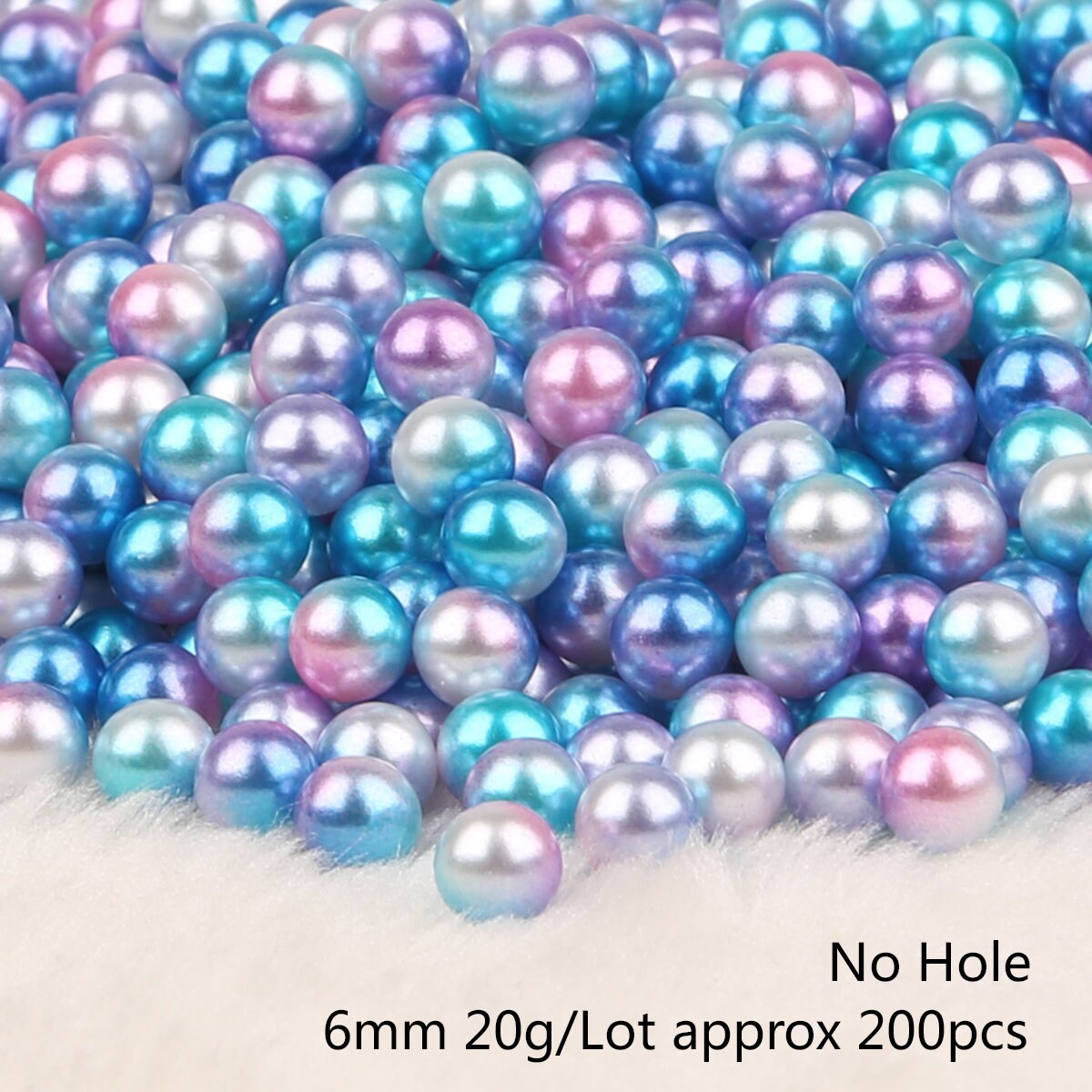 Purple Blue Ombre Pearl Beads, Round Faux Smooth ABS Pearls Beads, No ...