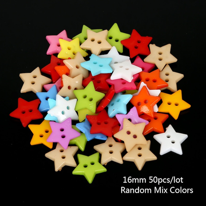 Mixed Star Buttons 12mm 16mm / Rainbow Star 2 Holes Plastic Buttons ...