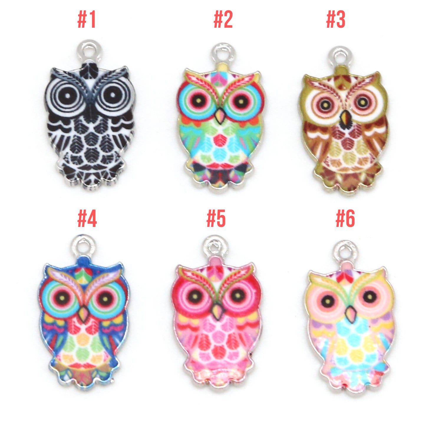 Owl Enamel Charms Owl Pendants 13x23mm Owl Jewelry Red - Etsy
