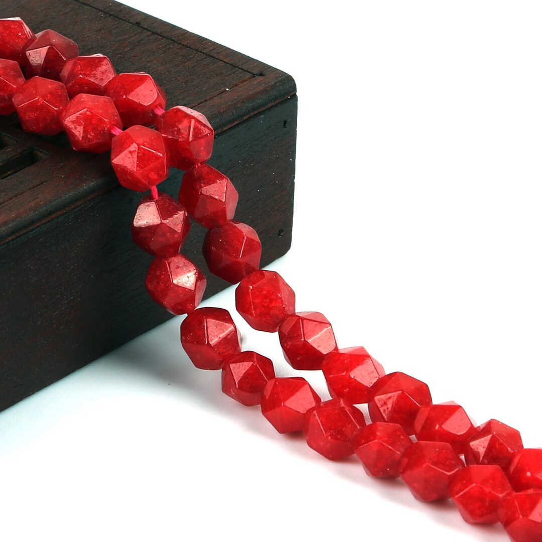 Ruby Red Star Cut Stone Gemstone Beads, 8mm, Hole Size 1.5mm 48pcs/bag ...