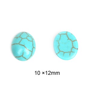 Turquoise Half Oval Flatback Cabochons, Reconstructed Turquoise, 10 ...