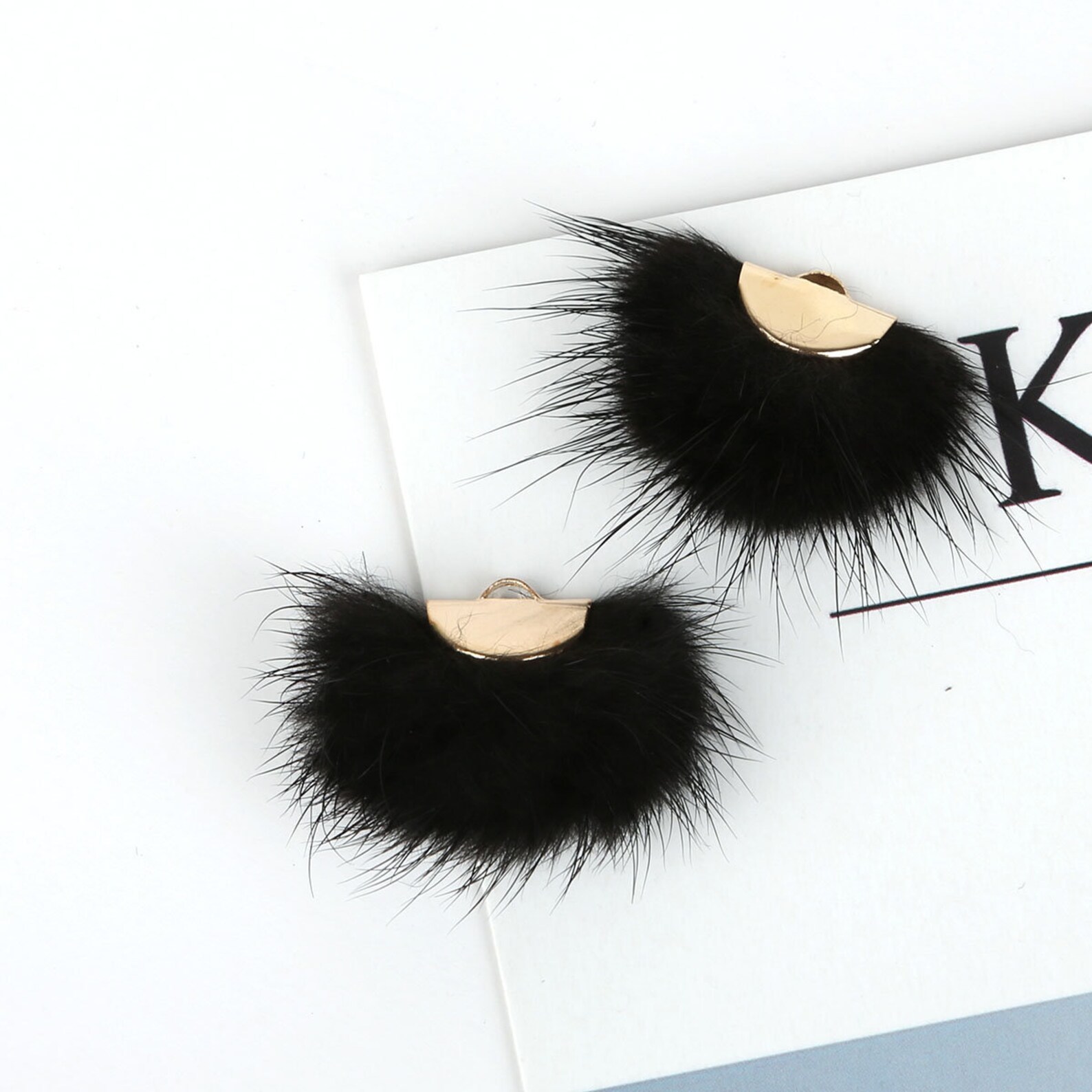 Fan Shape Mink Fur Charm Pendant - Winter Earrings Jewelry Making Diy ...