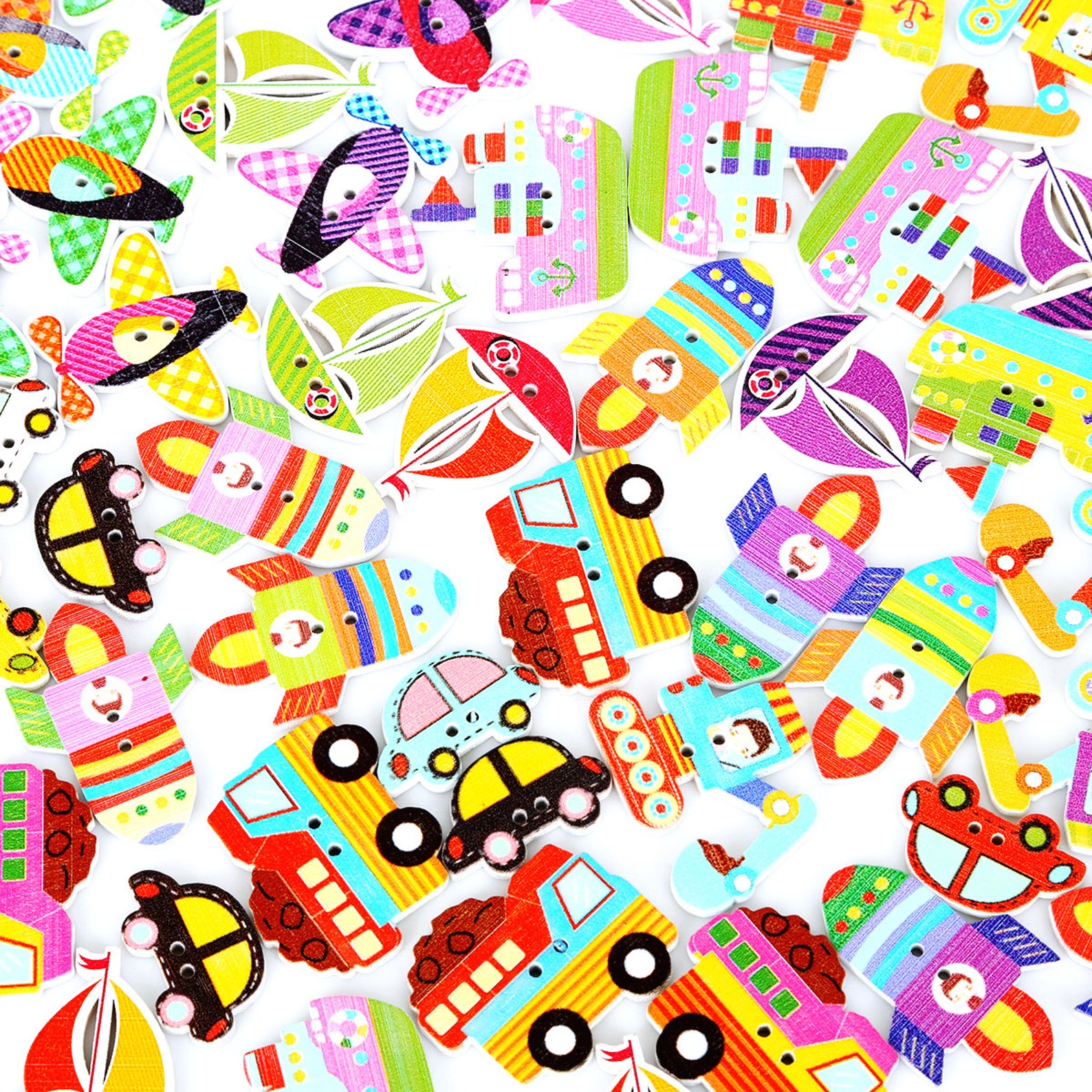 70pcs Transport Theme Wooden Buttons Two Hole Mix - Etsy