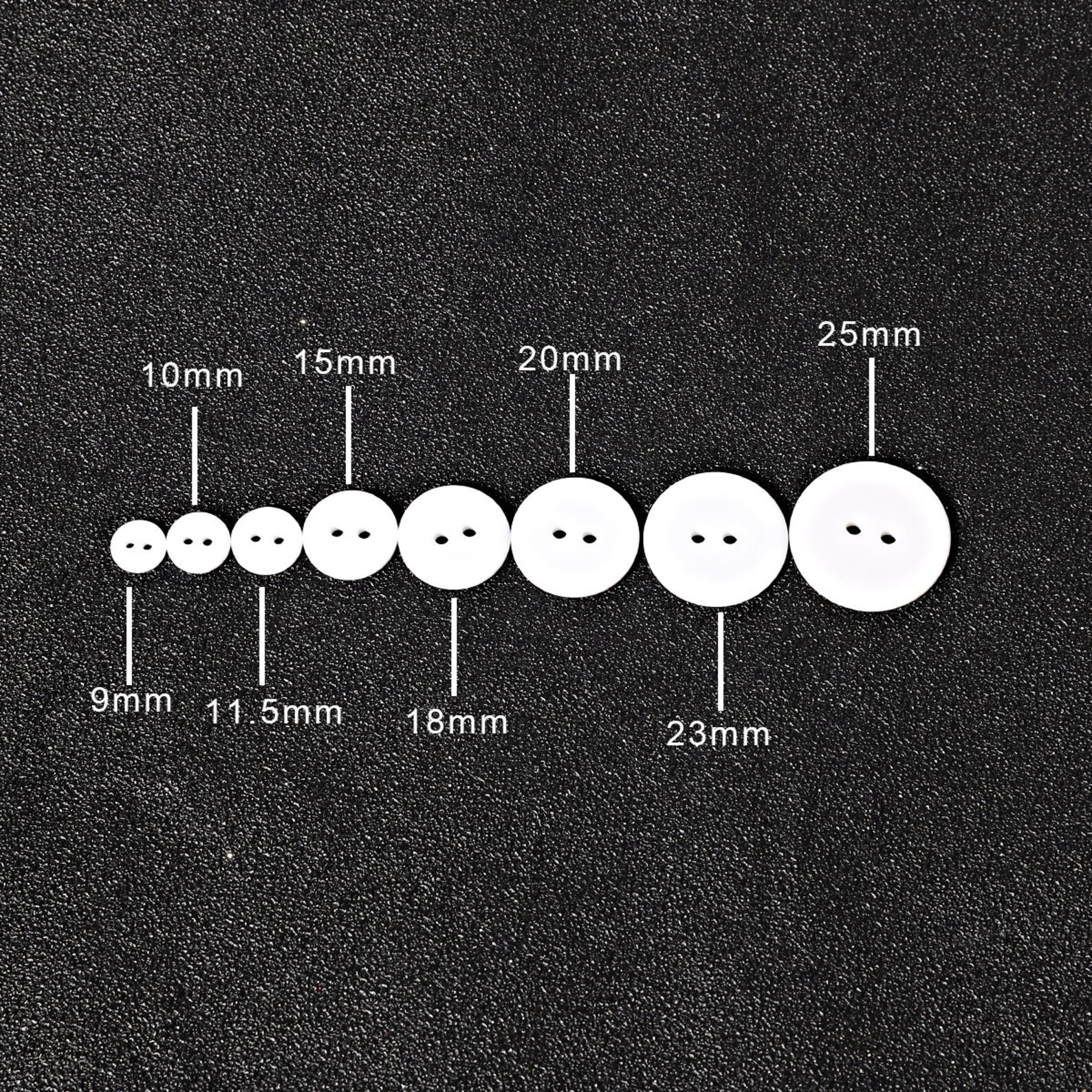 8 SIZES White Two Hole Buttons, Round Plastic Buttons, White Sewing ...