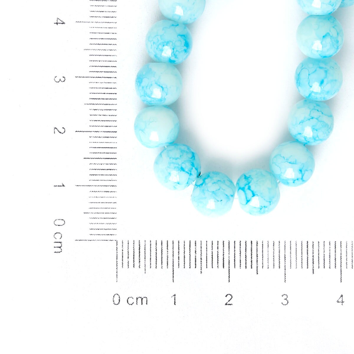 Sky Blue Glass Marble Round Beads - Blue Mottled Beads - Blue Crystal ...