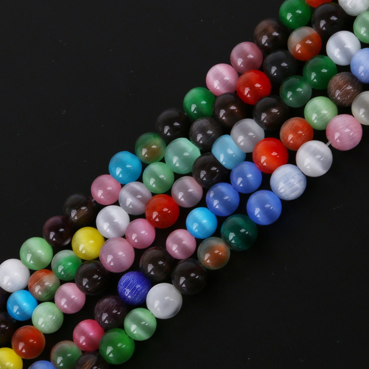 Assorted Colors Cat Eye Beads 4mm 6mm 8mm 10mm - Mixed Cat Eye Beads ...
