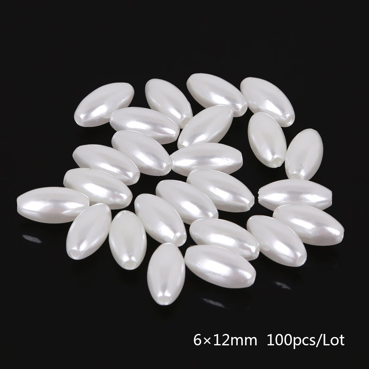 4 SIZES White Oval Pearl Beads, Ivory Oval Pearl Beads, Faux Pearl Oval ...