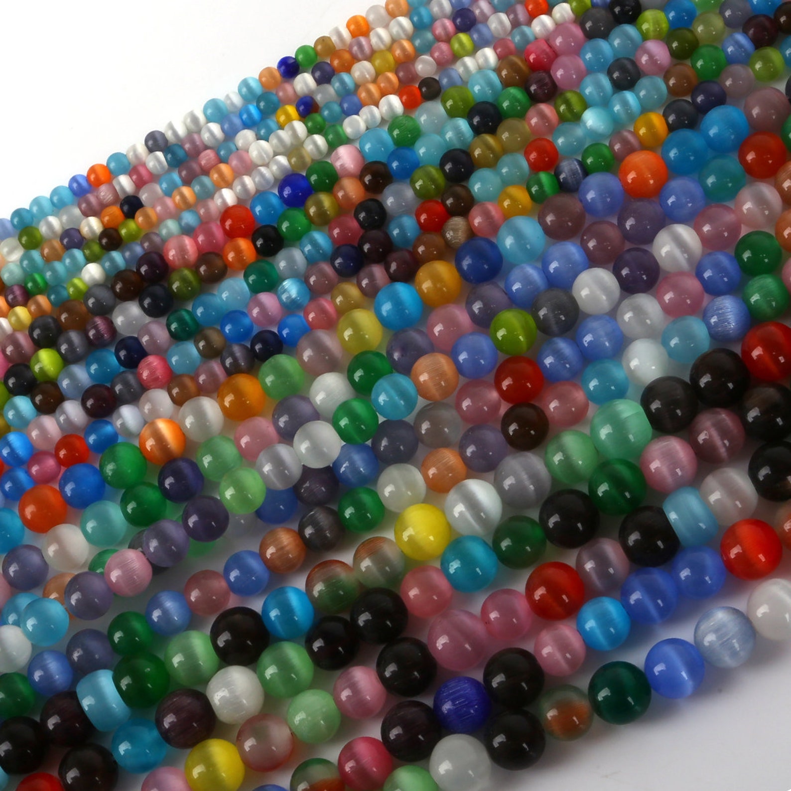 Assorted Colors Cat Eye Beads 4mm 6mm 8mm 10mm - Mixed Cat Eye Beads ...