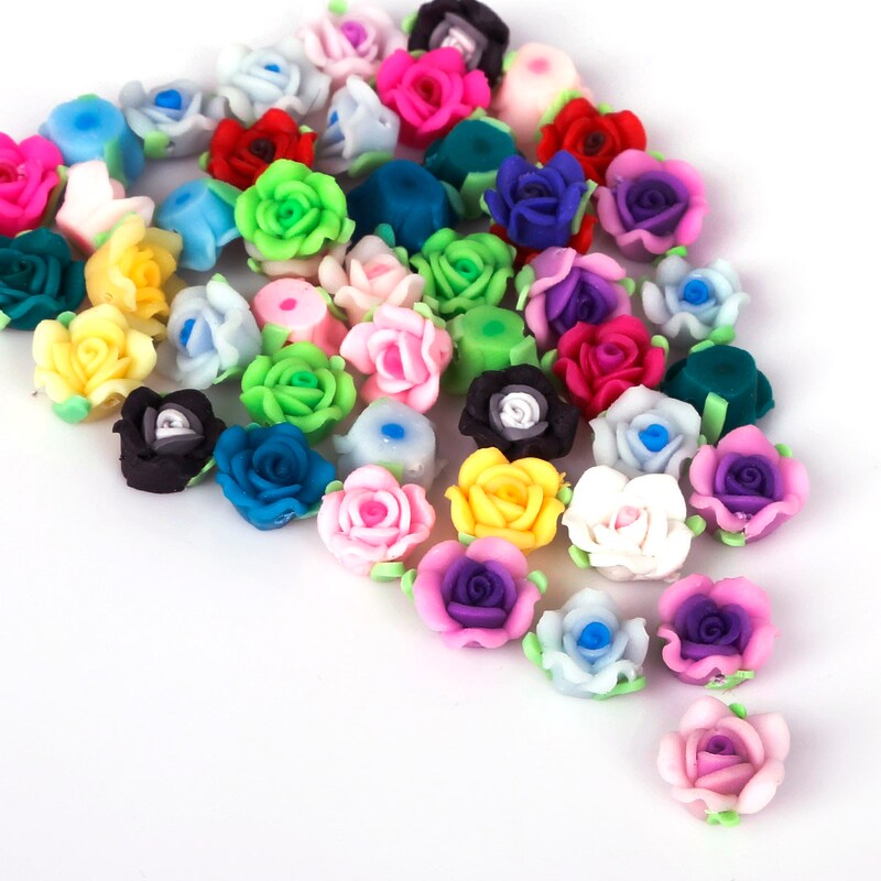 Polymer Clay Rose Flower Beads - Etsy