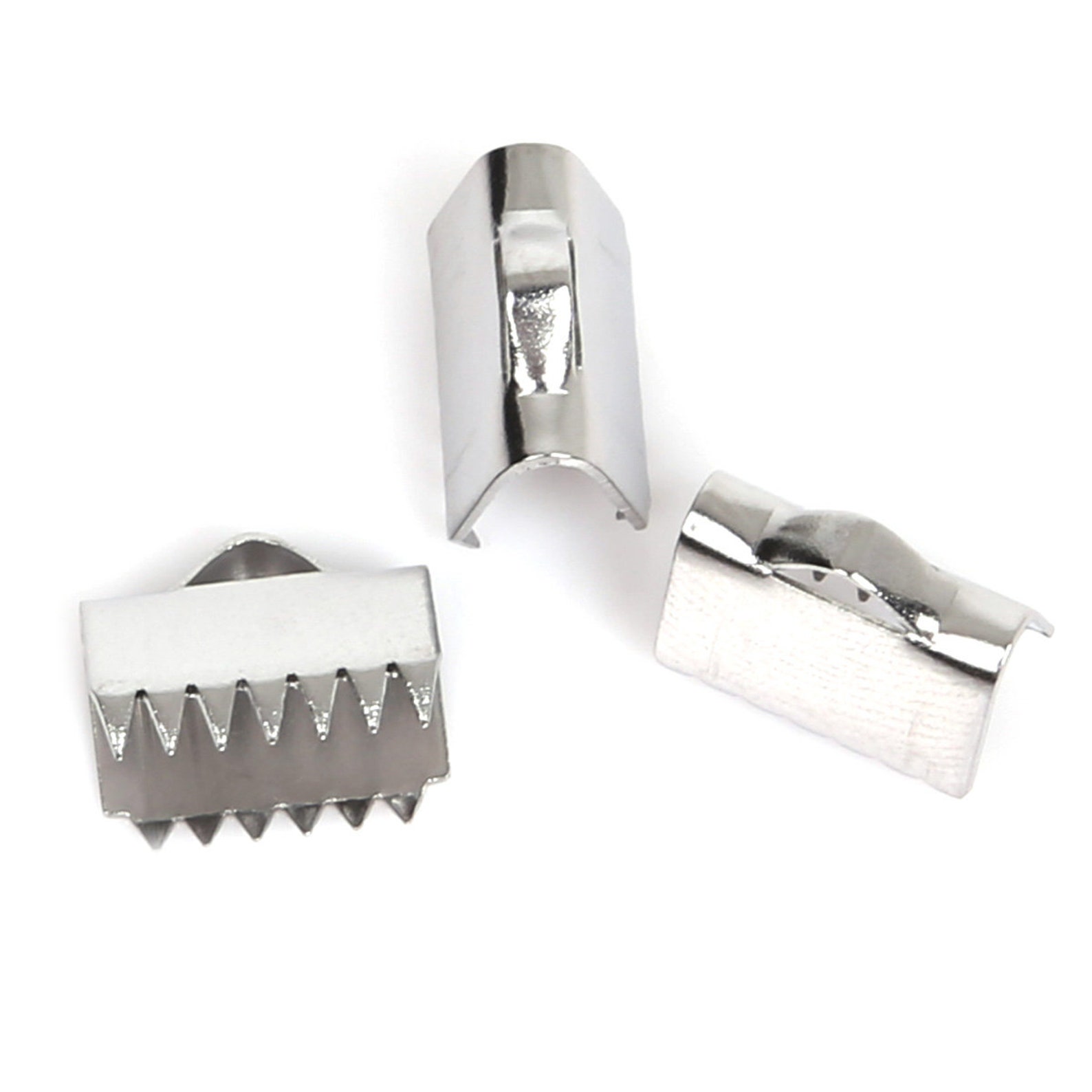 10pcs Stainless Seel Ribbon Ends, Silver Ribbon End Cap Crimp Beads ...