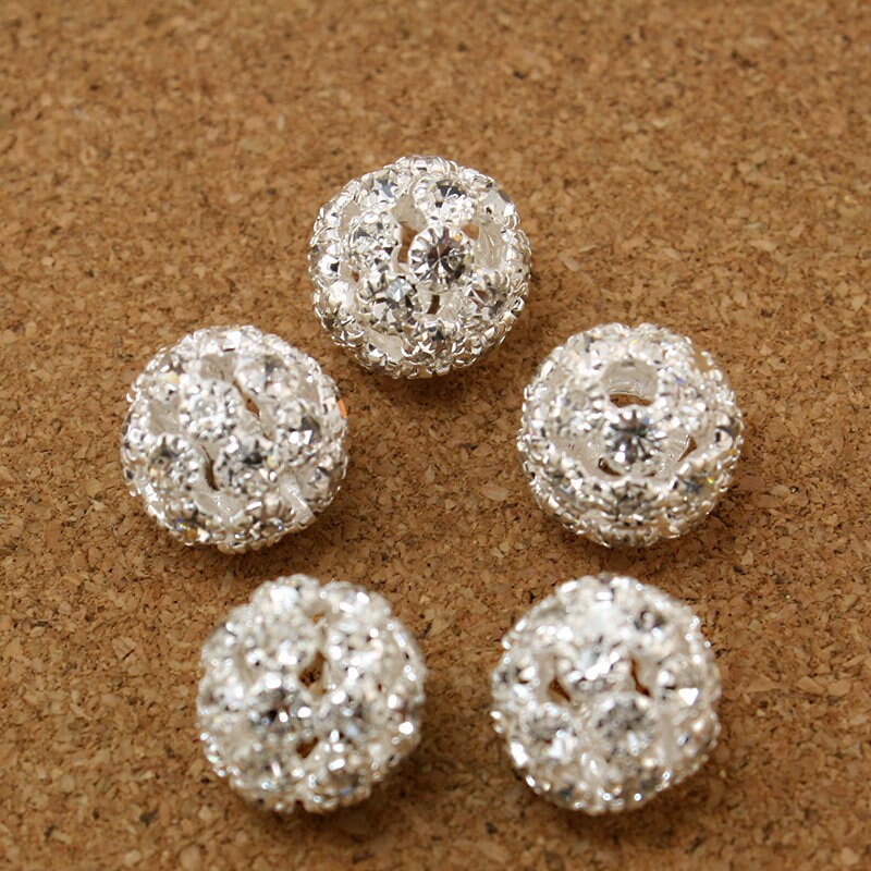 1pc - Rhinestone Ball Beads - Crystal Decored Filigree Round Beads ...