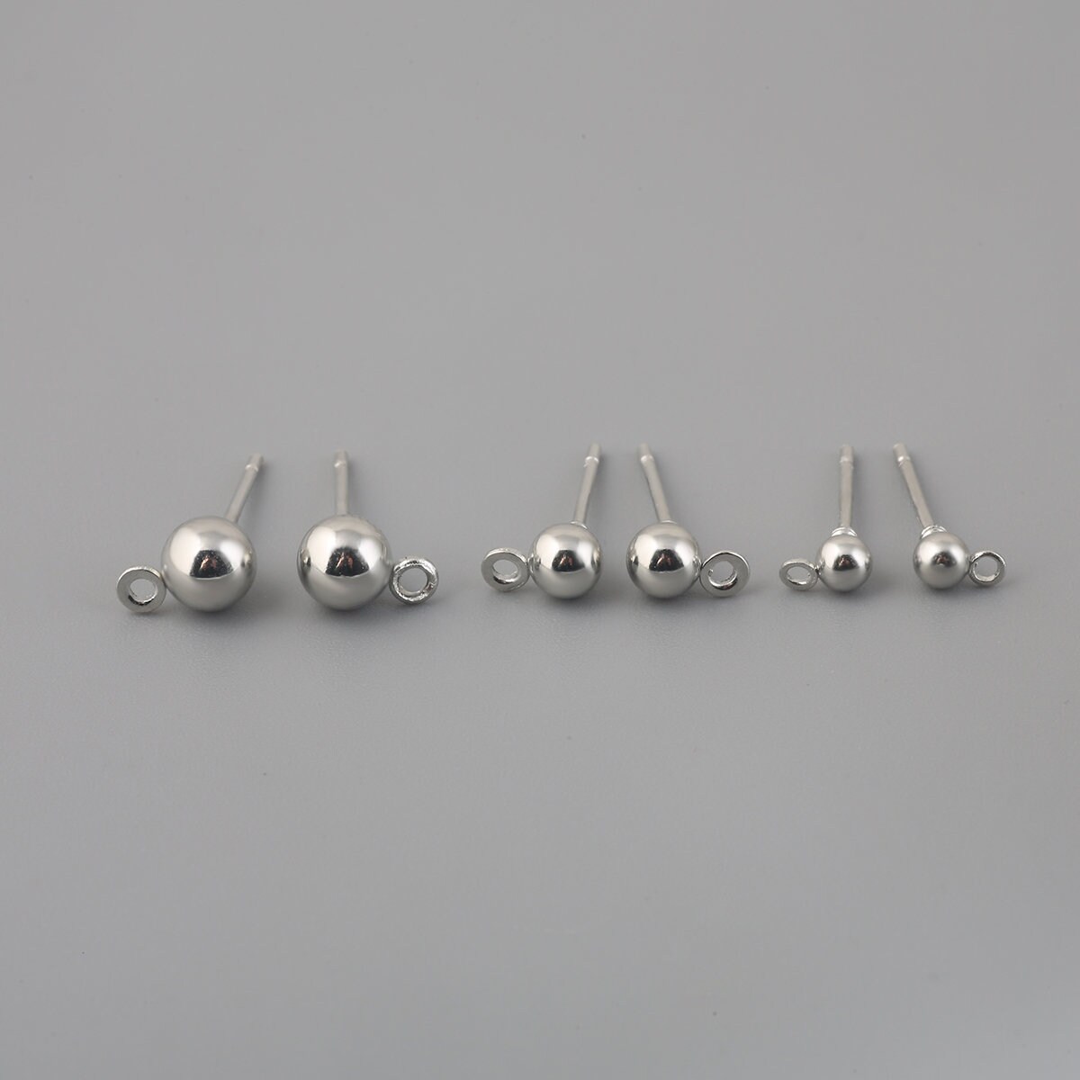 50 Pcs Ball Earring Post Studs With Loop Choose From 3 Colors | Etsy