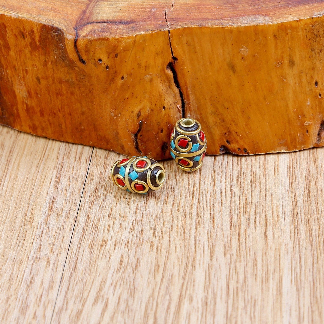 Nepali Brass Barrel Beads - Nepal Beads - Nepali Charms - Tibetan Beads ...