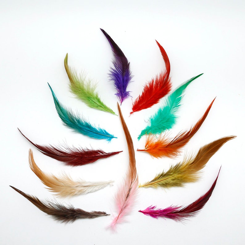 100 Mix Color Rooster Feathers - 4-6 Inch - Loose Feathers - Real ...